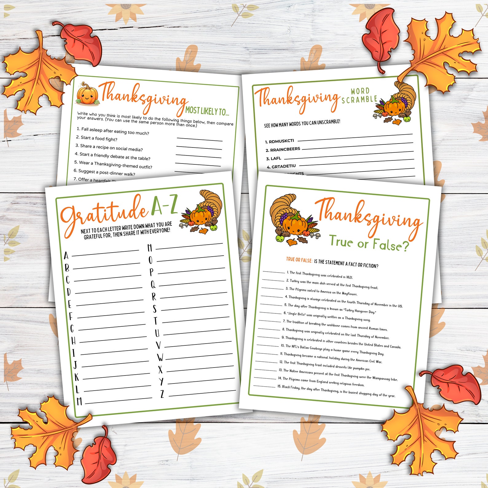 Thanksgiving Games Bundle Printable, Thanksgiving Game Printable for ...