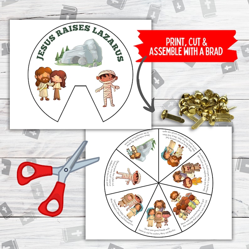 Jesus Raises Lazarus Printable Wheel, Christian Preschool Craft, Kid ...