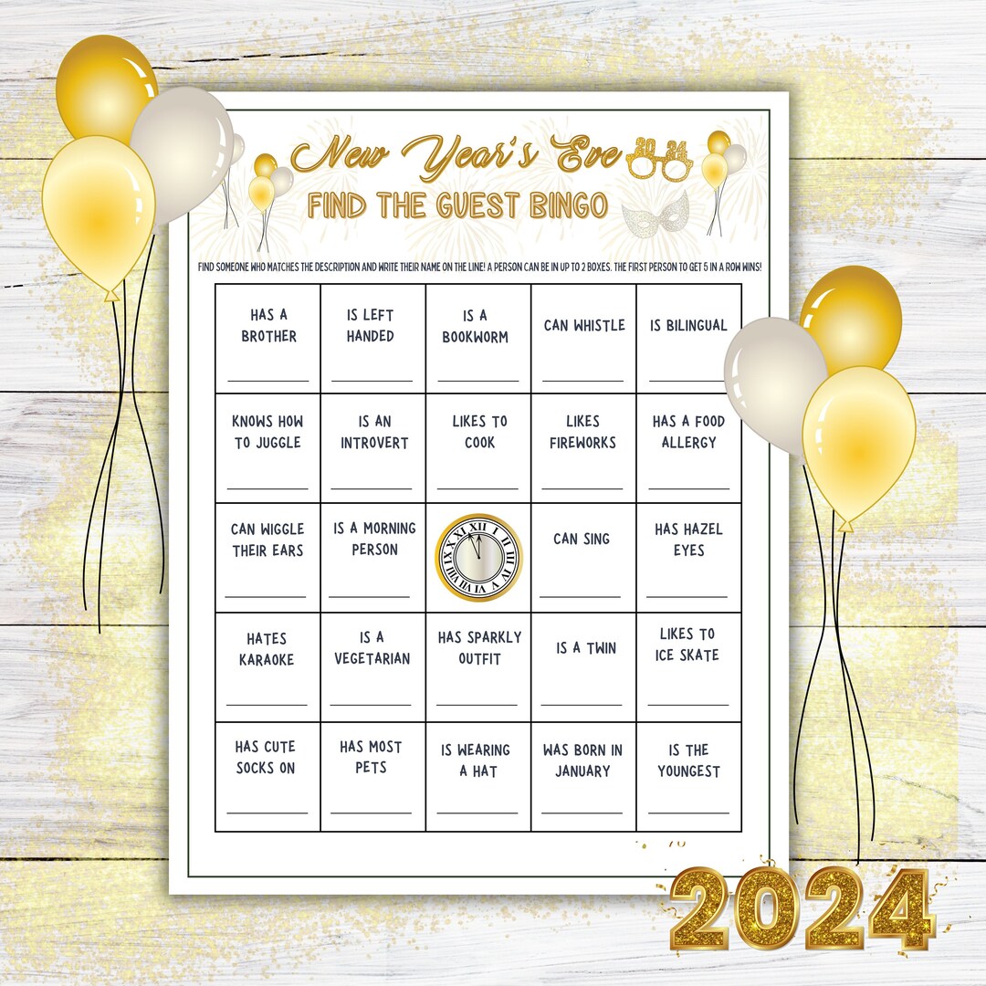 Find the Guest New Years Eve Game Printable, New Years Icebreaker Group ...