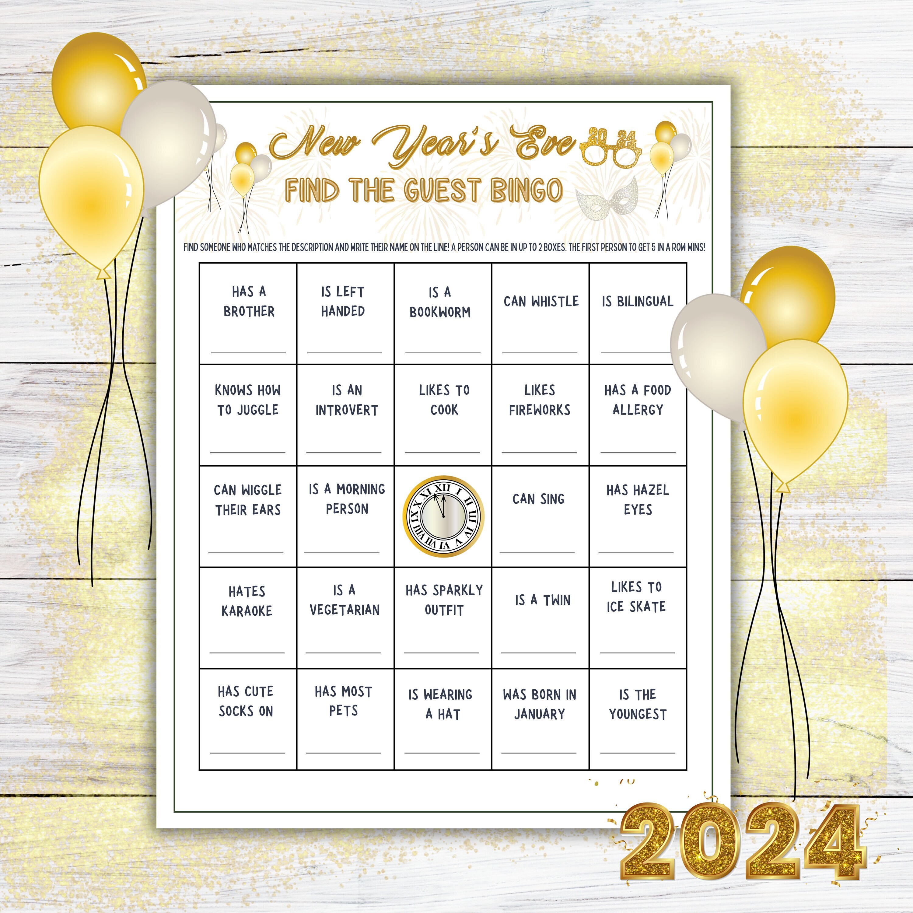 Find the Guest New Years Eve Game Printable, New Years Icebreaker Group ...