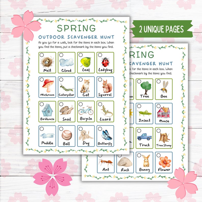 Spring Outdoor Scavenger Hunt, Spring Printable Outdoor Scavenger Hunt ...