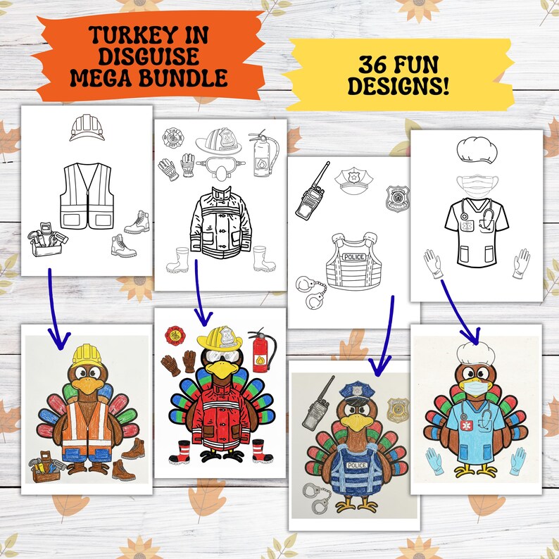 Disguise a Turkey Color Your Own Printable Craft for Boys and Girls ...