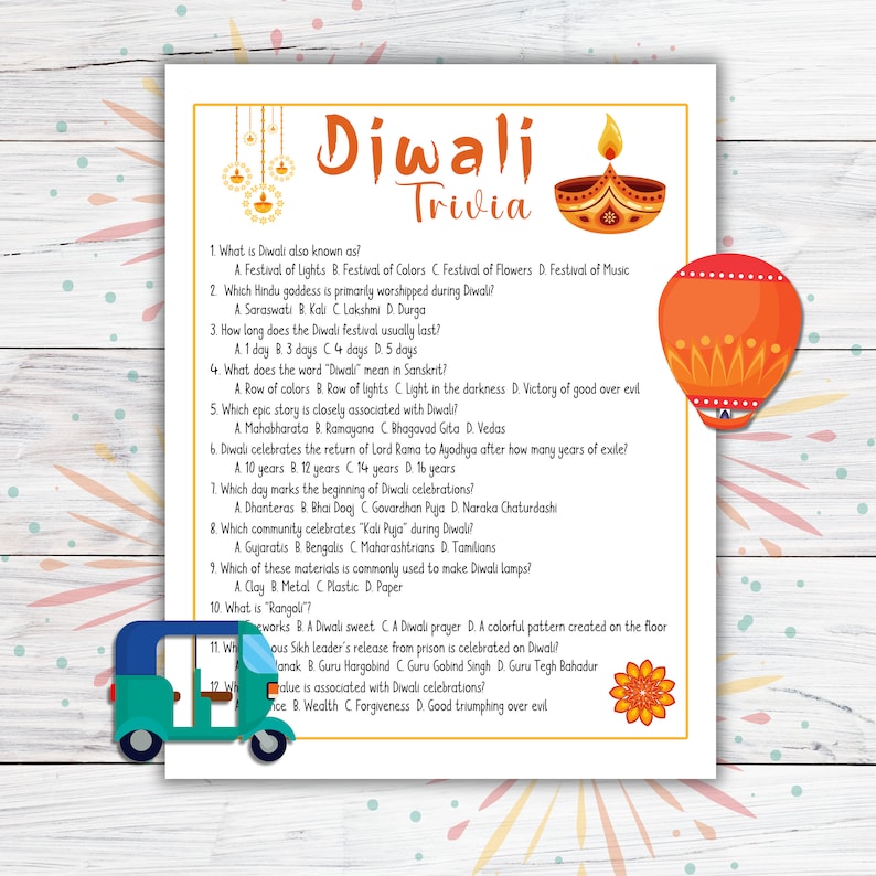 Diwali Trivia Game, Diwali Printable Trivia Game, Fun Diwali Party ...
