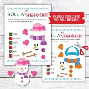 Roll a Snowman Printable, Christmas Dice Game for Kids, Christmas ...