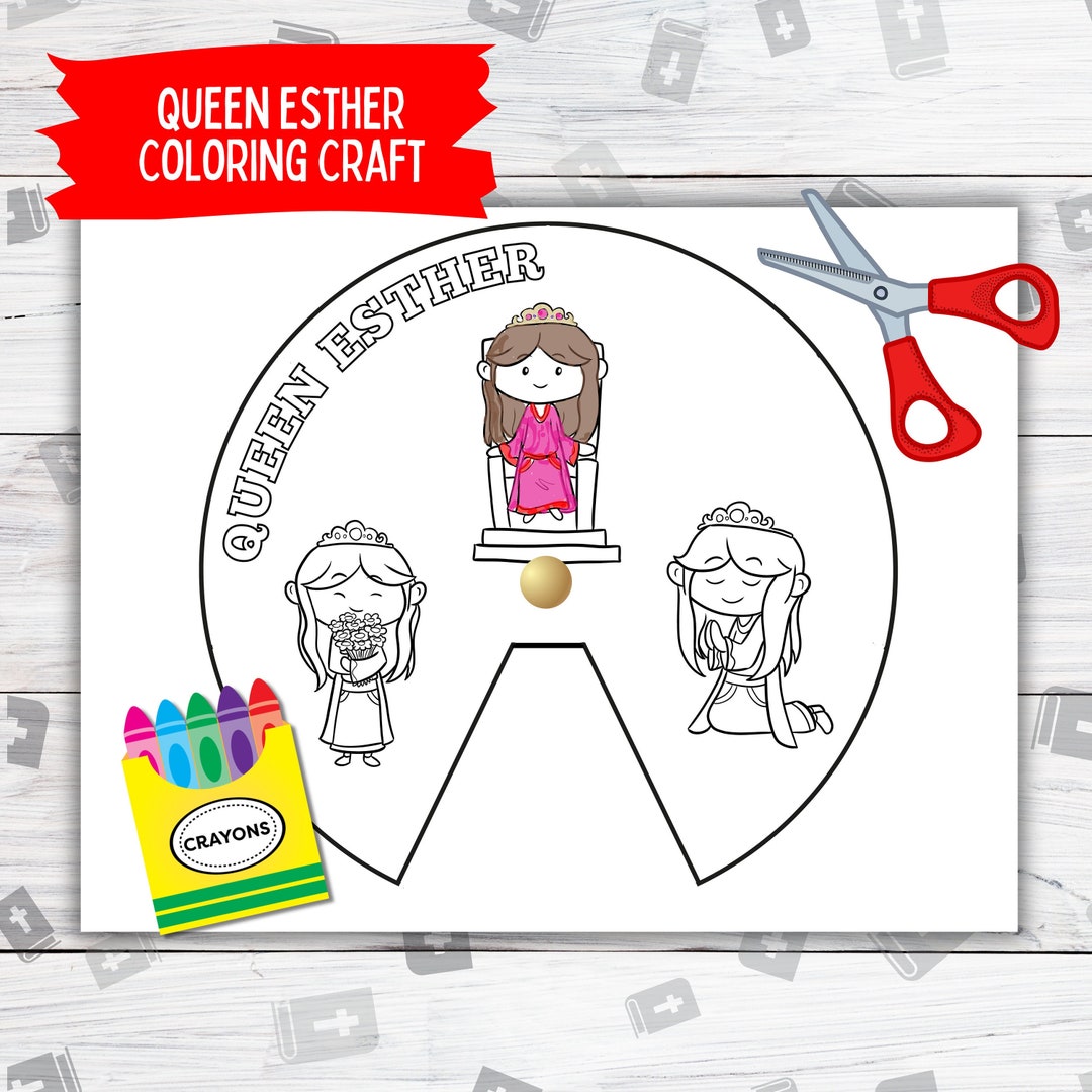 Queen Esther Coloring Spinner Wheel, Childrens Bible Activities ...