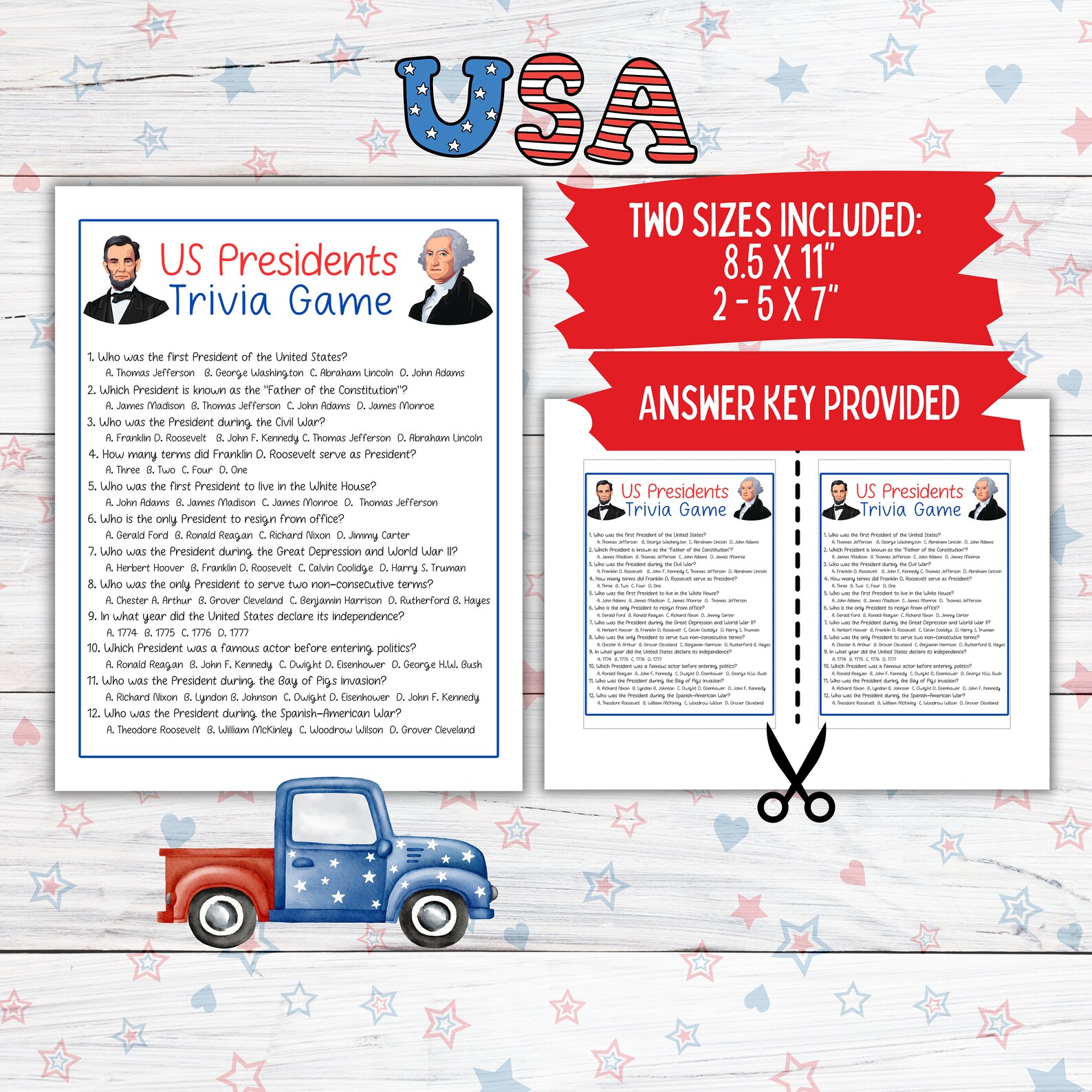 US Presidents Trivia Game, US Presidents Trivia Questions, Homeschool ...
