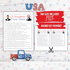 US Presidents Trivia Game, US Presidents Trivia Questions, Homeschool ...