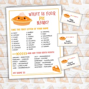 Pie Name Game, Thanksgiving Fall Printable Games, Pie Theme Party ...