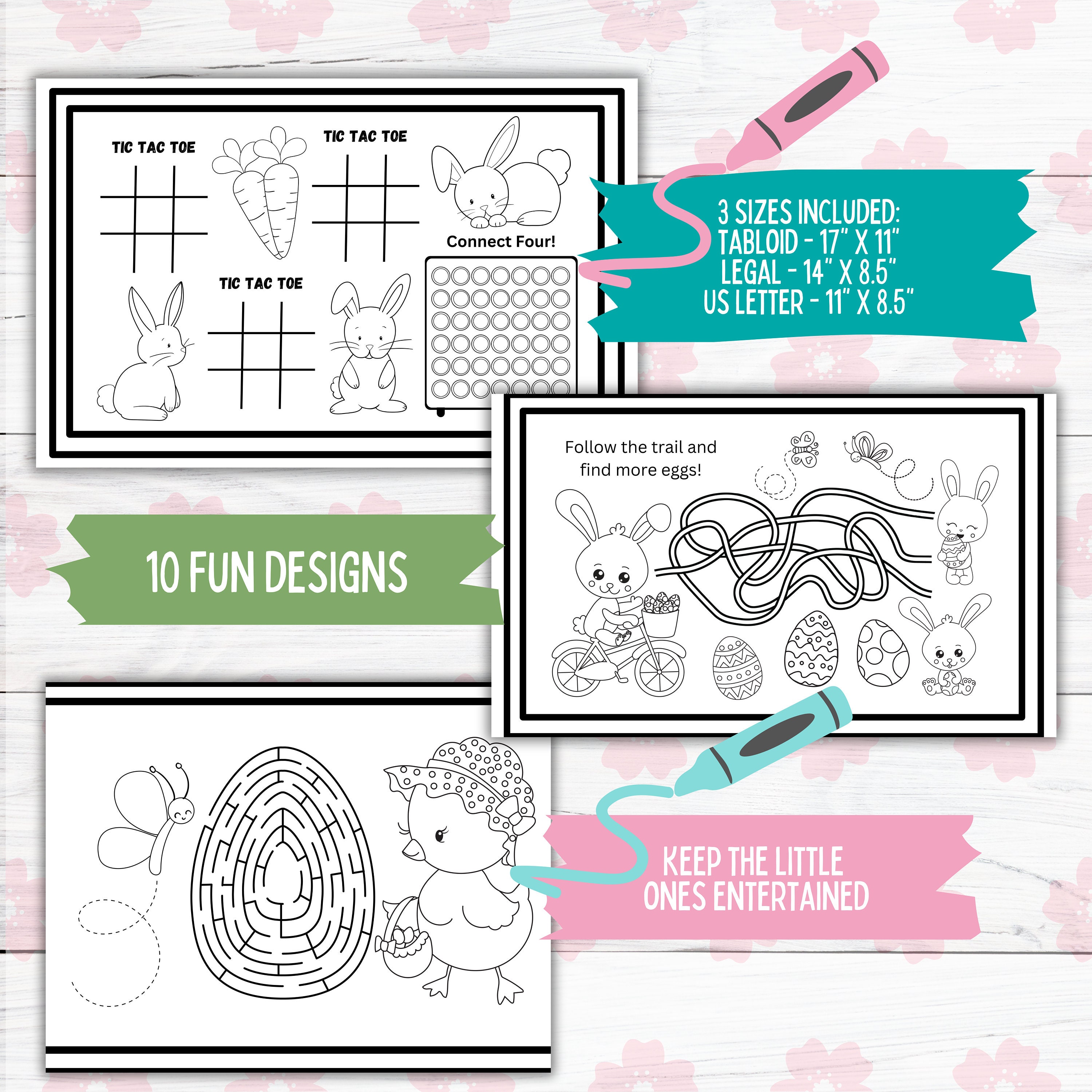 Easter Coloring Printable Placemats, Easter Activity Placemat, Easter ...