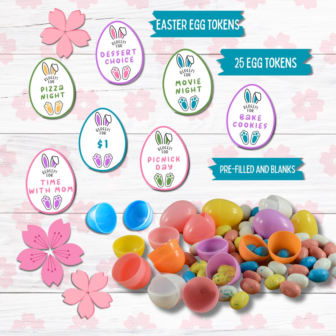 Easter Egg Tokens Printable, Easter Egg Fillers, Egg Hunt Coupons ...