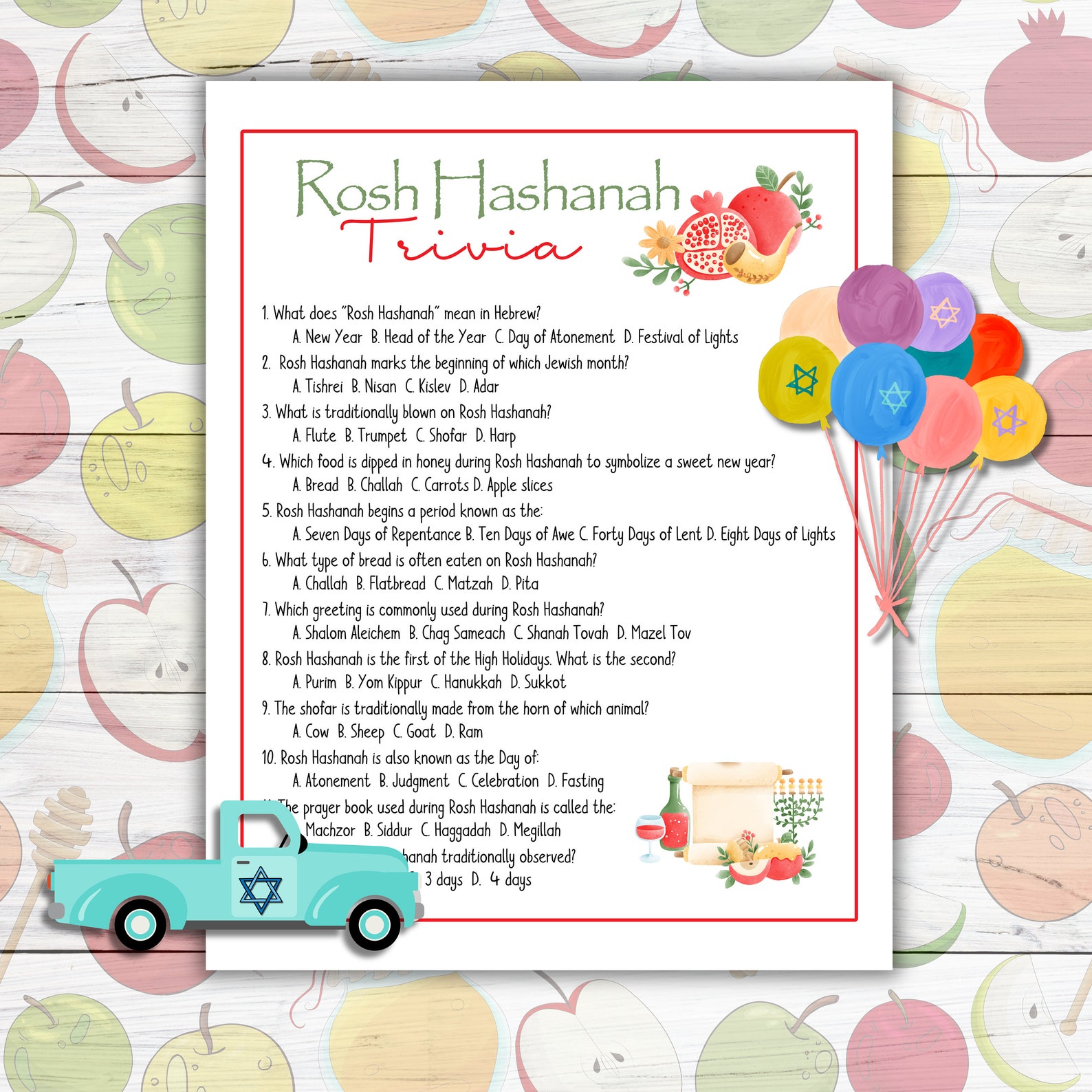 Rosh Hashanah Trivia, Rosh Hashanah Activities for Kids and Adults ...