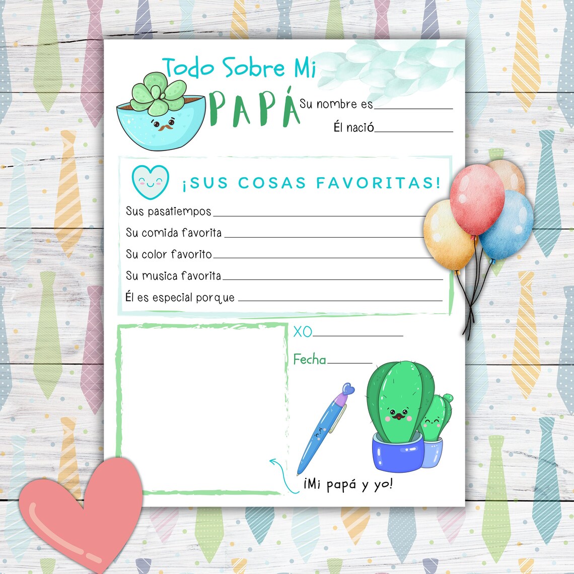 Todo Sobre Mi Papá, Spanish All About My Dad, Día Del Padre, Regalos ...