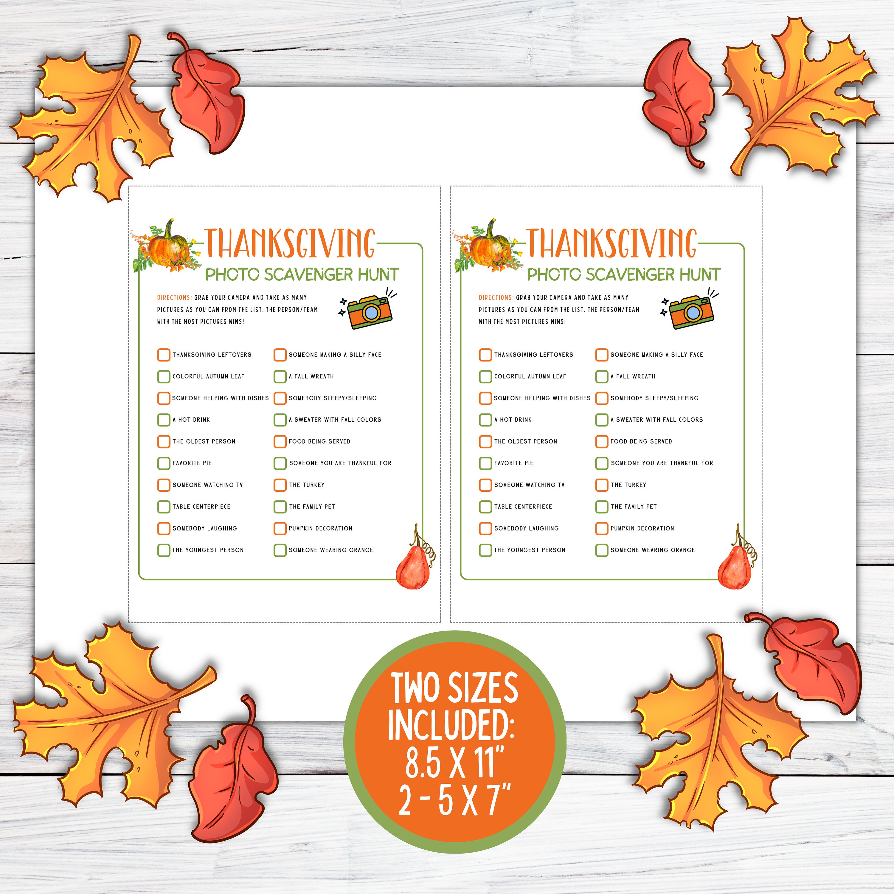 Thanksgiving Photo Scavenger Hunt, Friendsgiving Game, Adult Scavenger ...