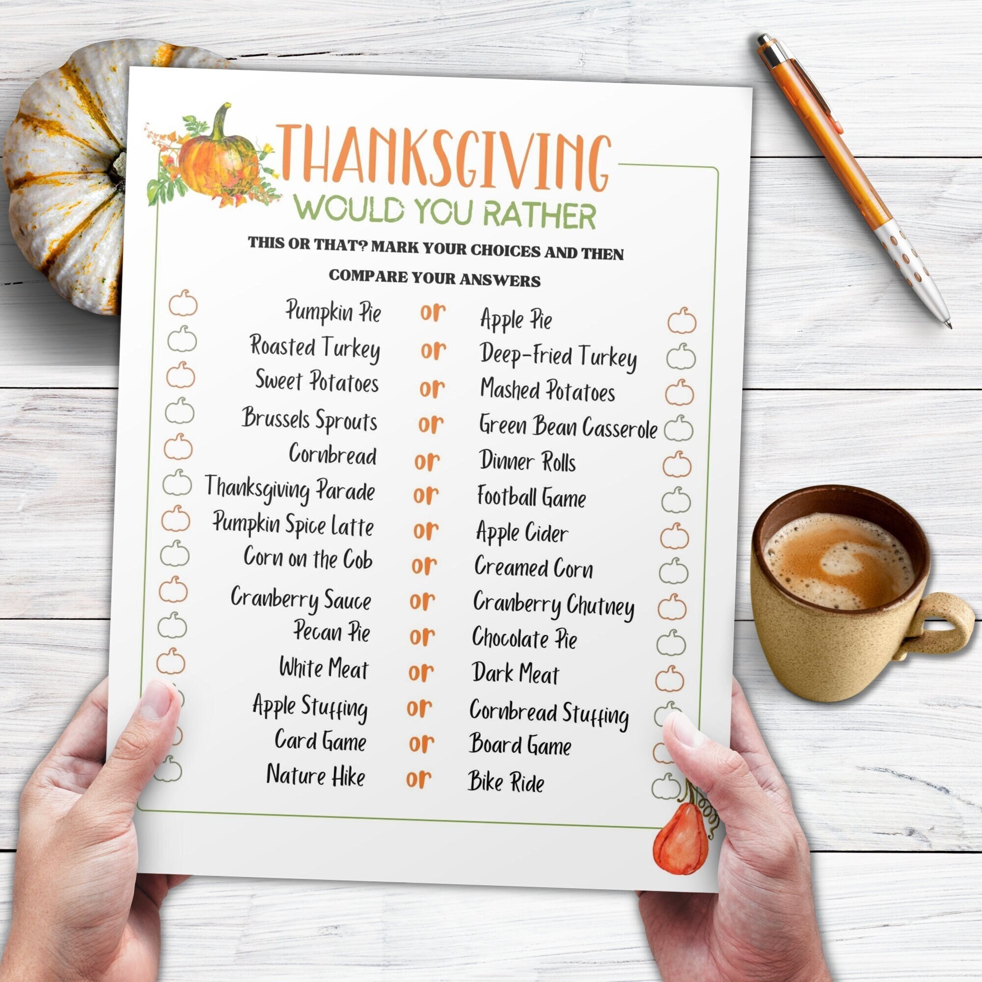 Thanksgiving Would You Rather, Thanksgiving Games Printable, Autumn ...