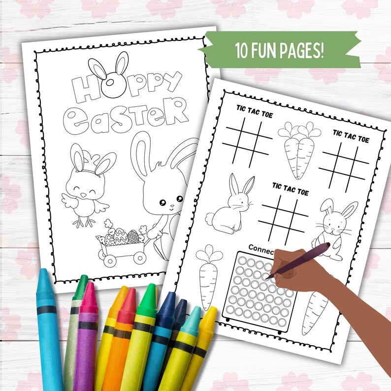 Easter Coloring Pages for Kids Activity Book, Easter Kawaii Coloring ...