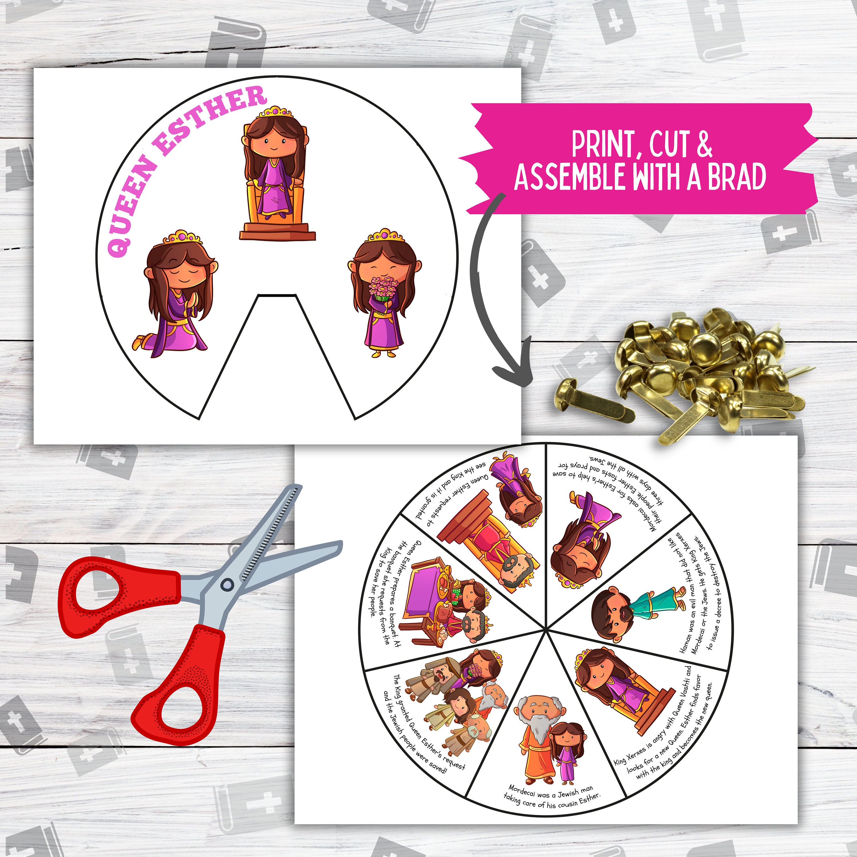 Queen Esther Printable Wheel, Preschool Crafts, Kids Bible Toddler ...