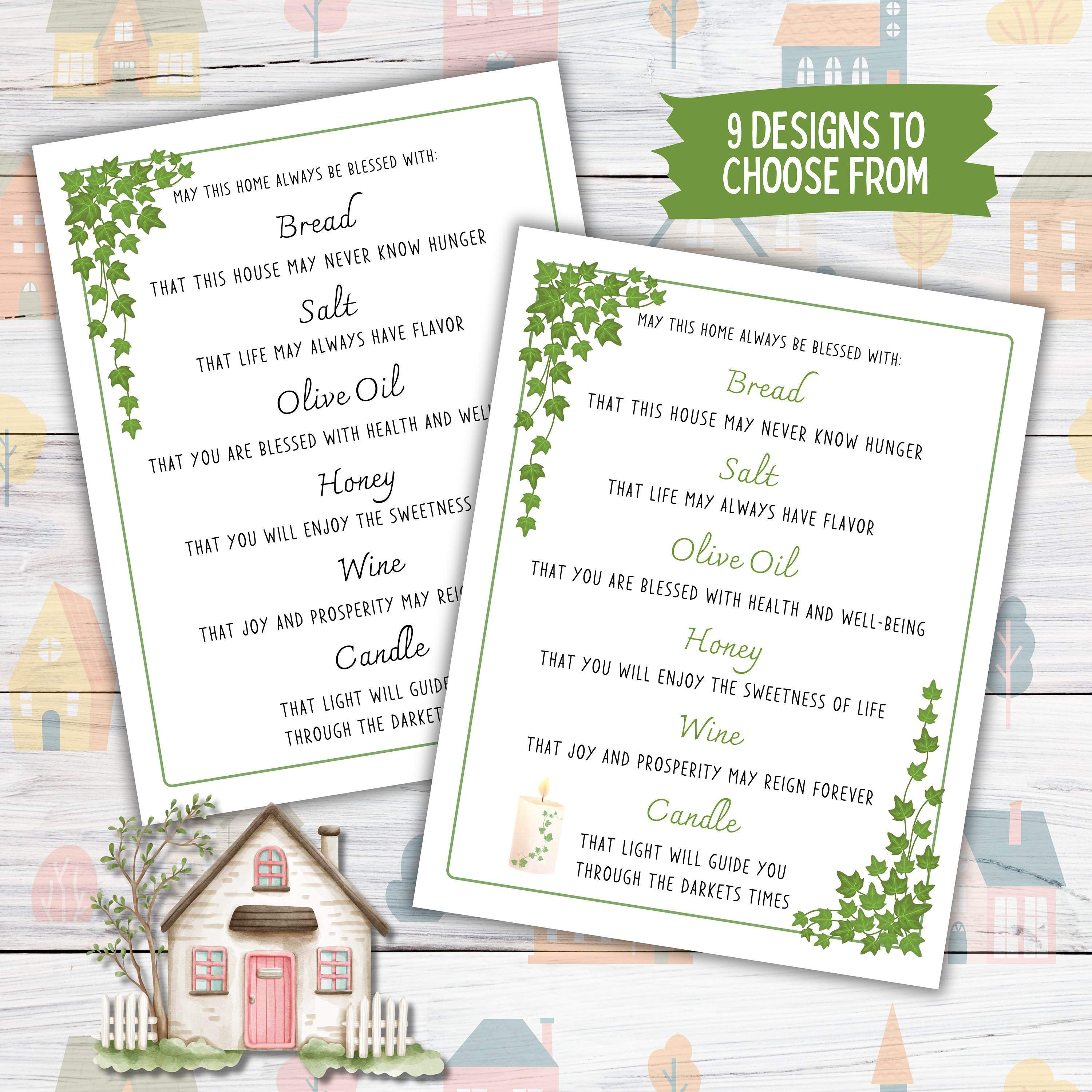 House Blessing Poem, New Homeowner Housewarming Gift Basket Card ...