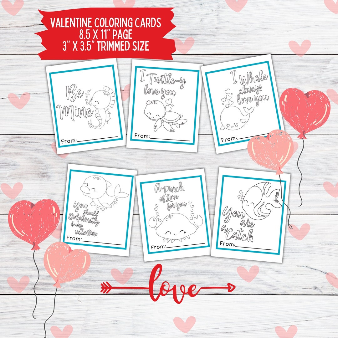 Simple Valentine Coloring Cards for Kids, Punny Tween Valentines Day ...
