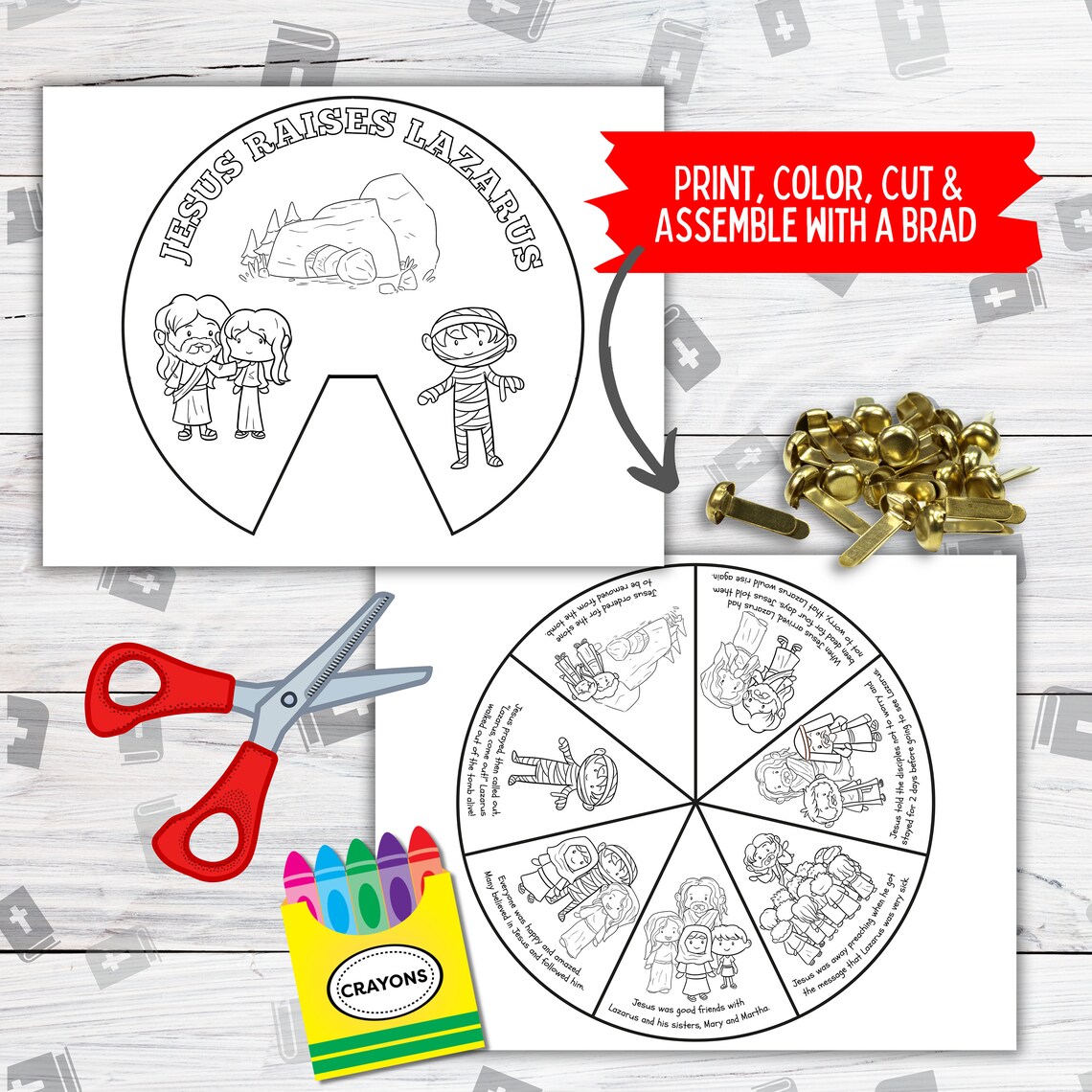Jesus Raises Lazarus Coloring Spinner Wheel, Childrens Bible Activities ...