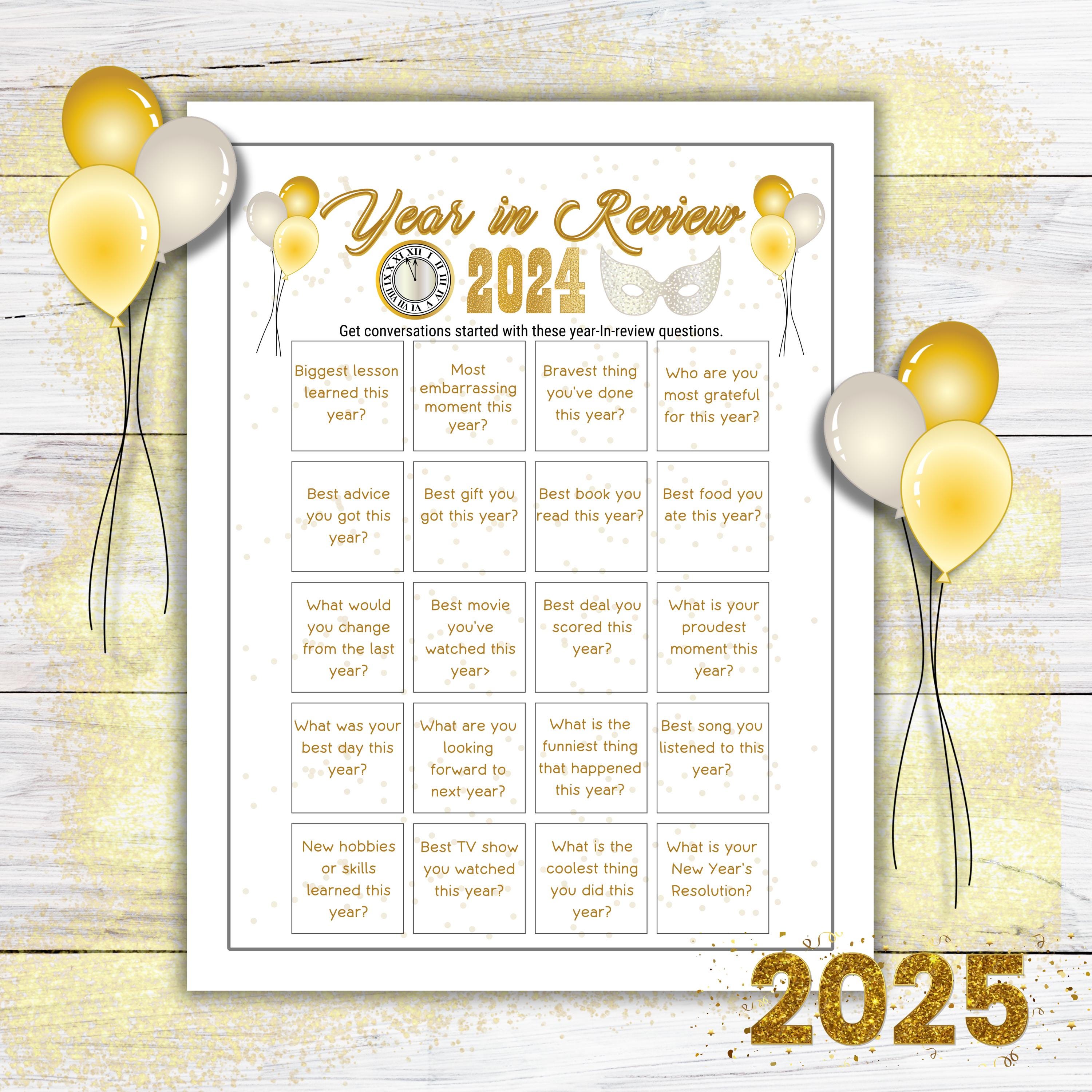 Year in Review Conversation Starter Game Cards, New Years Eve Game ...