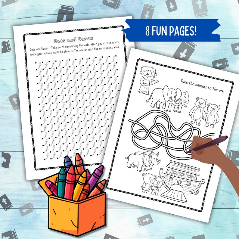Noah's Ark Coloring Activity Page Bundle, Printable Childrens Bible ...