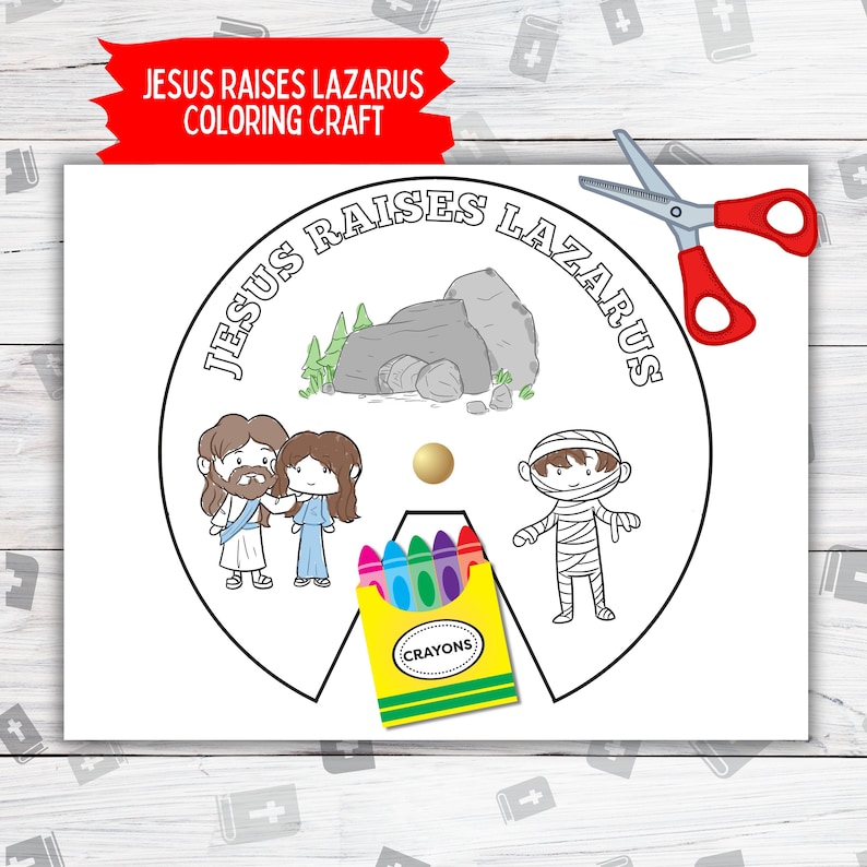 Jesus Raises Lazarus Coloring Spinner Wheel, Childrens Bible Activities ...