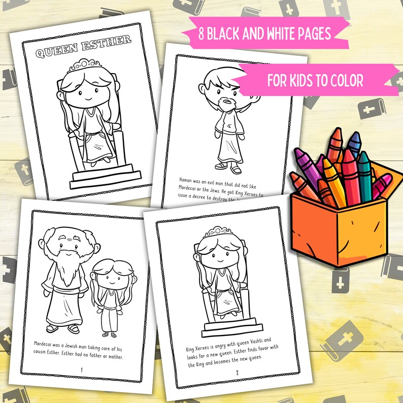 Queen Esther Kids Bible Story Lesson, Kids Esther Activity Coloring ...