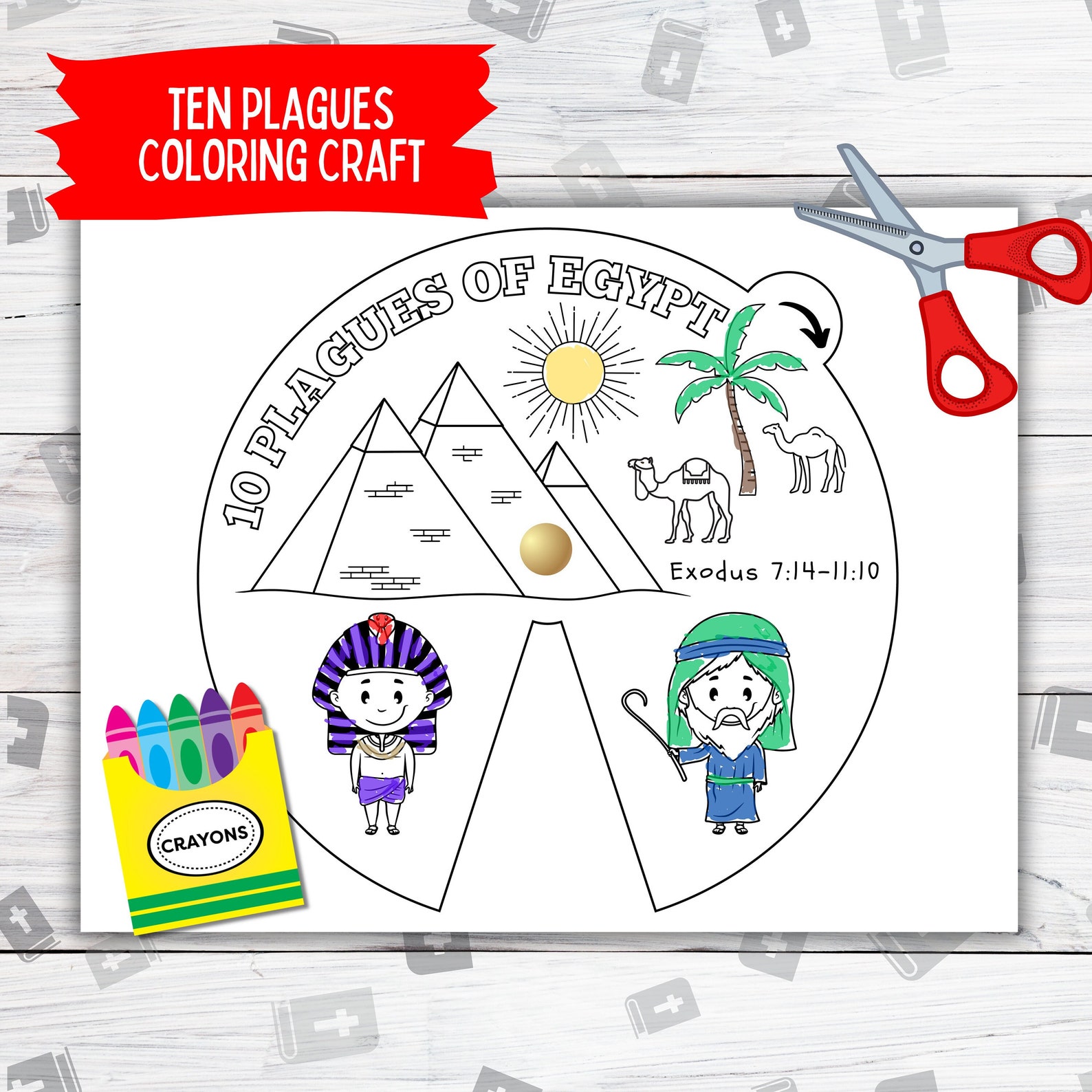 Passover 10 Plagues Coloring Wheel, Printable Coloring Page for Kids ...