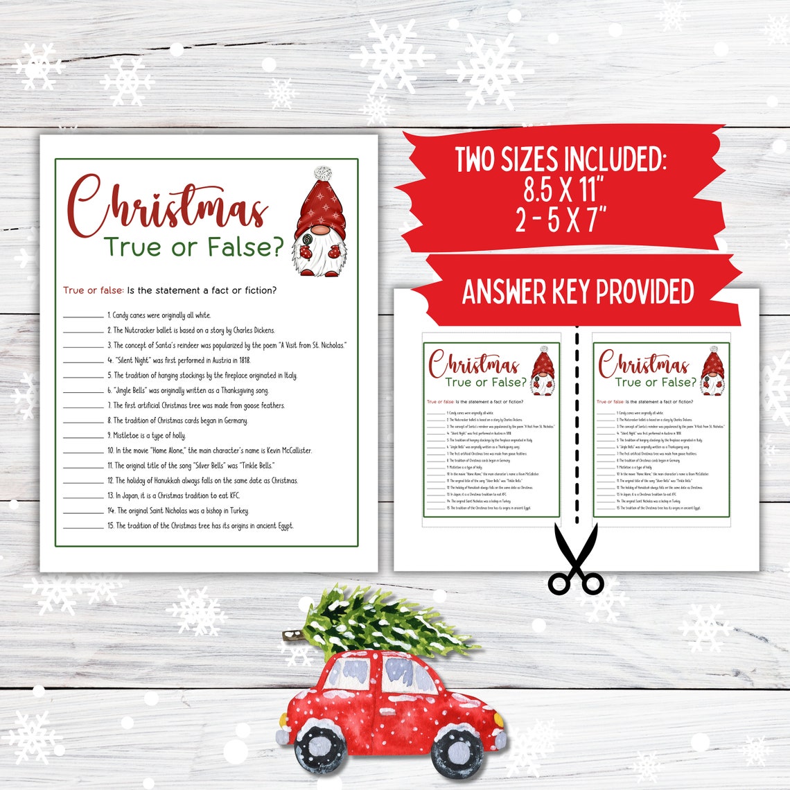 Christmas Gnome Printable Trivia Game, Printable Christmas Party Games ...
