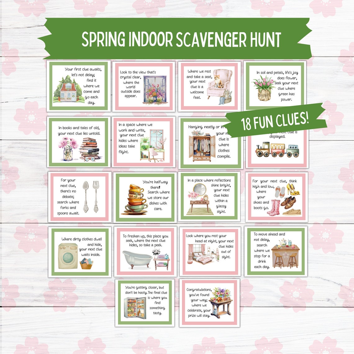 Spring Indoor Scavenger Hunt, Household Scavenger Hunt Rainy Day ...