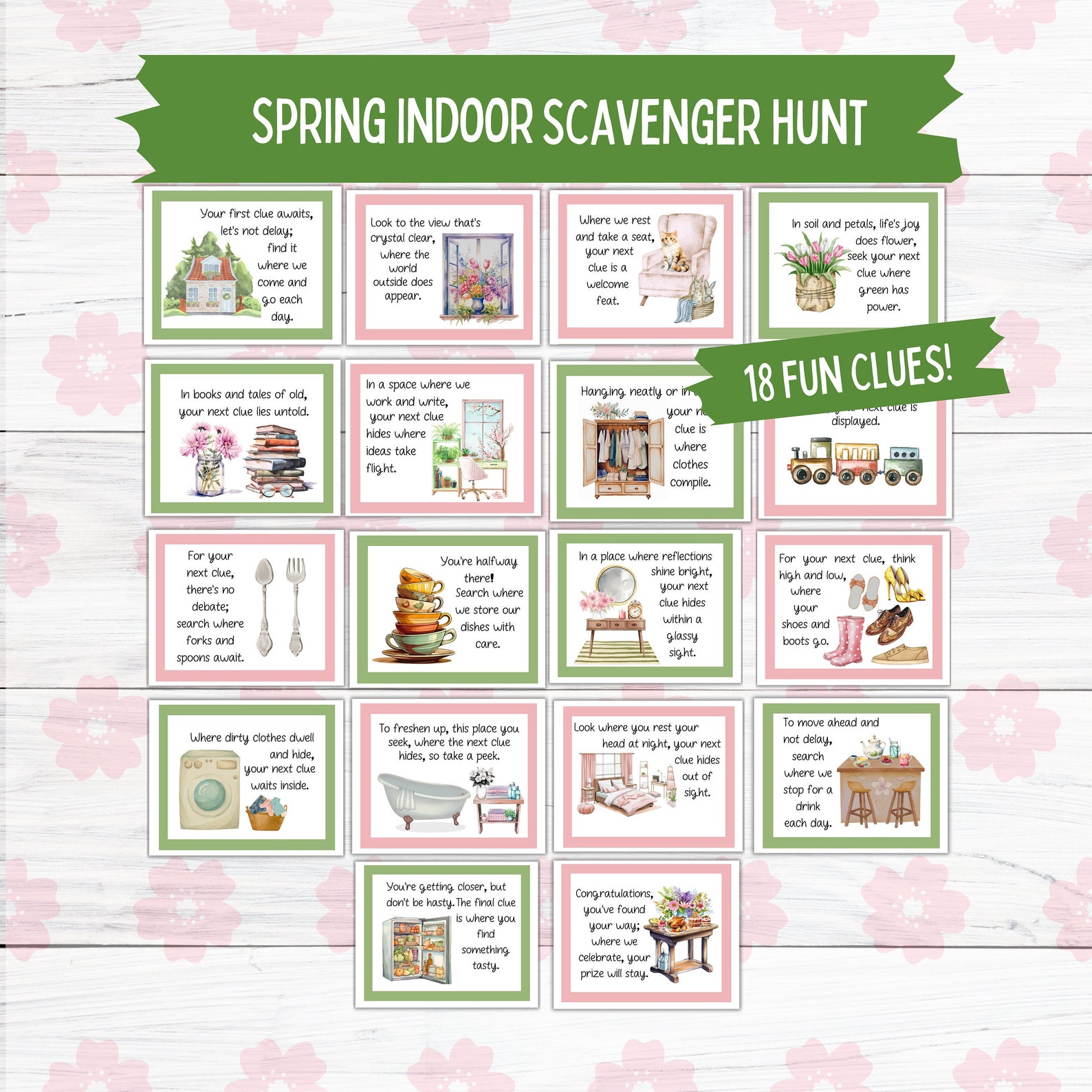 Spring Indoor Scavenger Hunt, Household Scavenger Hunt Rainy Day ...
