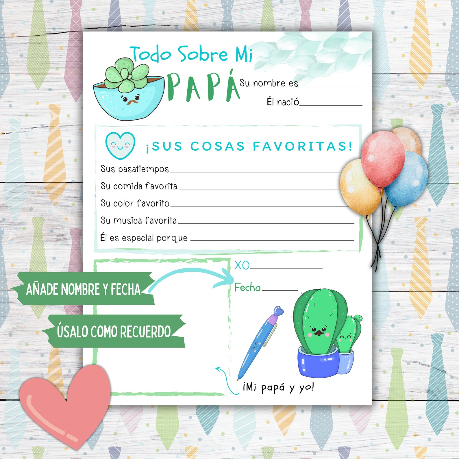 Todo Sobre Mi Papá, Spanish All About My Dad, Día Del Padre, Regalos ...