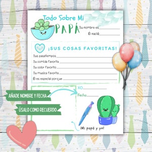 Todo Sobre Mi Papá, Spanish All About My Dad, Día Del Padre, Regalos ...