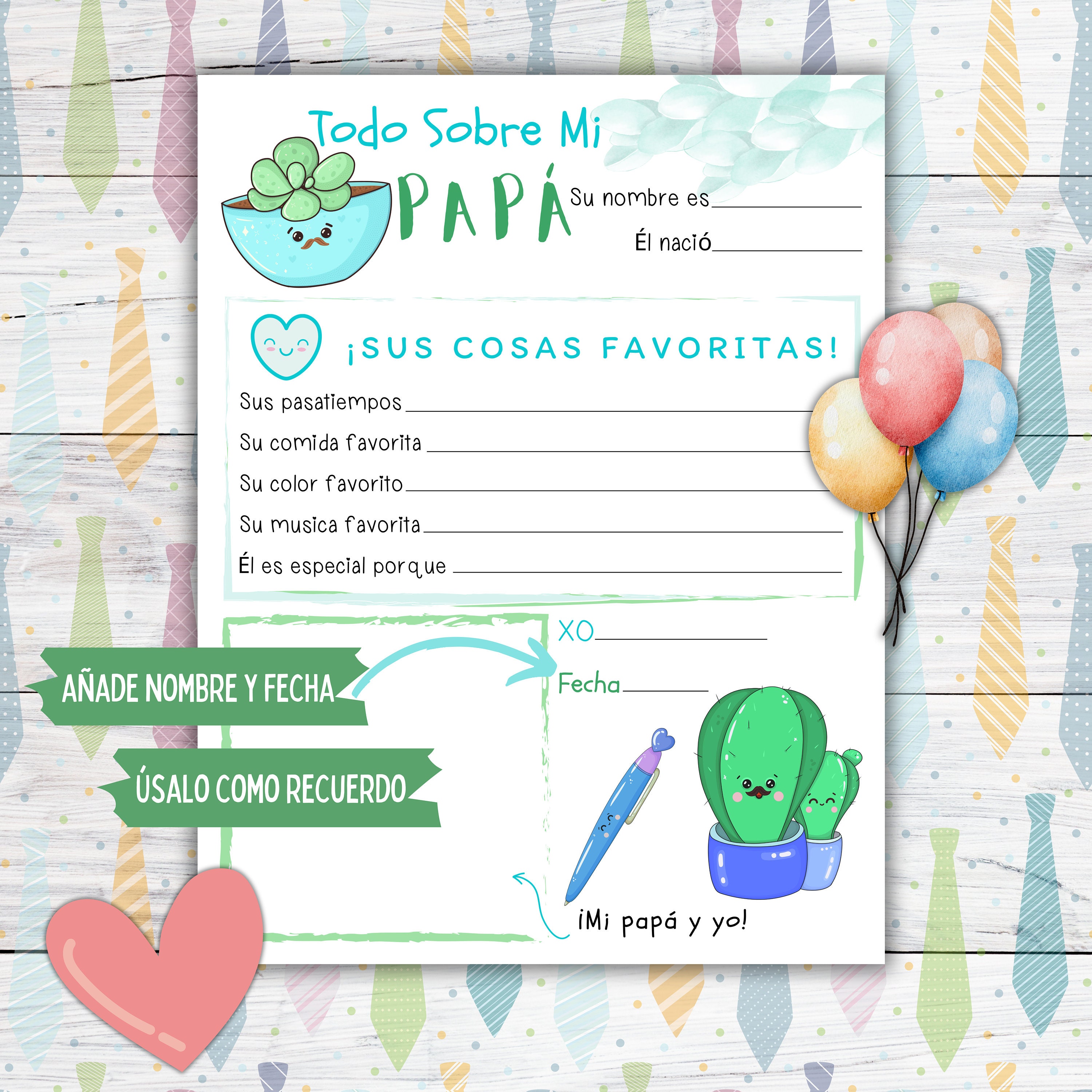 Todo Sobre Mi Papá, Spanish All About My Dad, Día Del Padre, Regalos ...