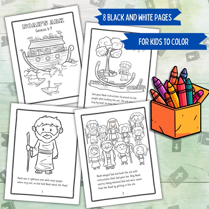 Noah's Ark Kids Bible Story Lesson, Kids Bible Heroes Coloring ...