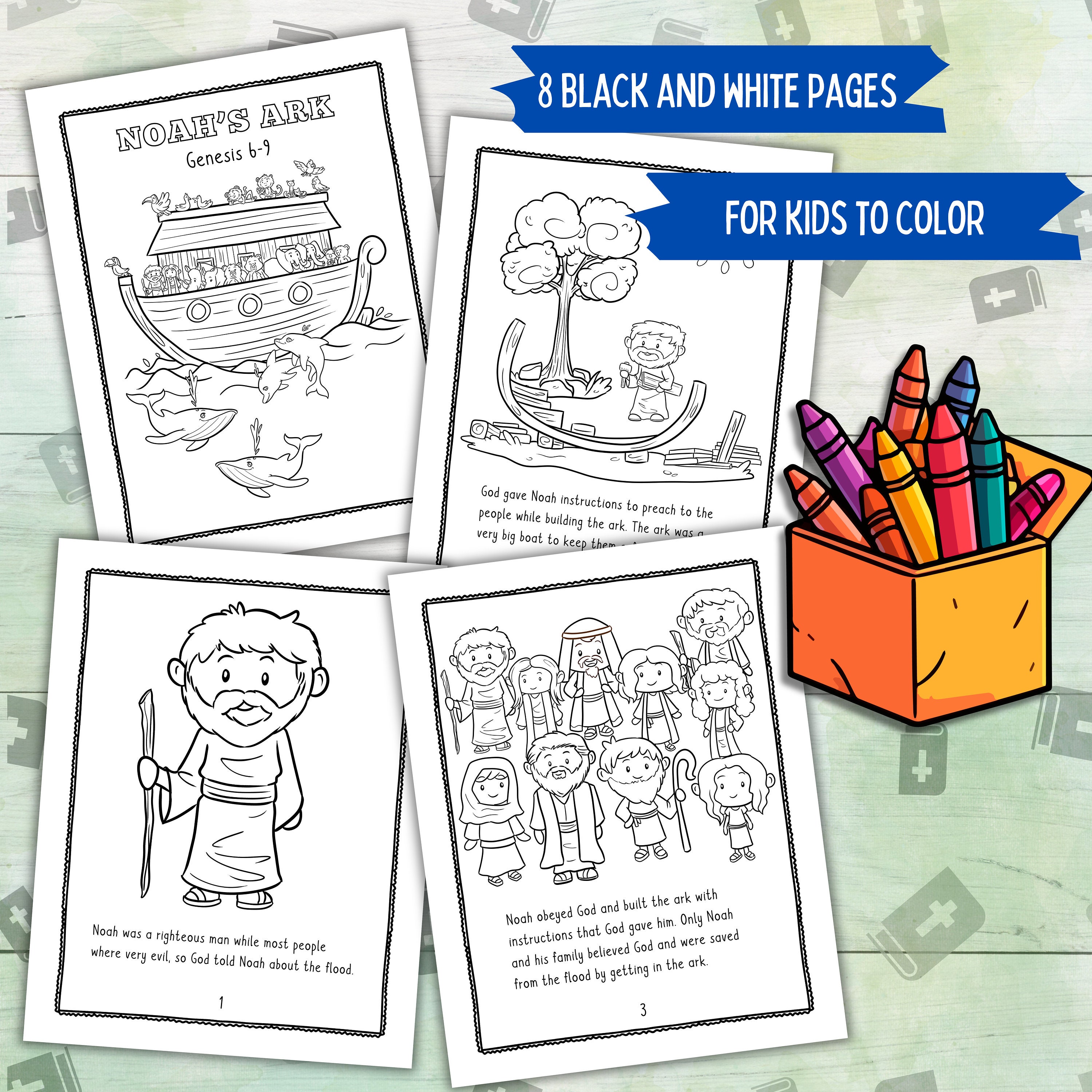 Noah's Ark Kids Bible Story Lesson, Kids Bible Heroes Coloring ...