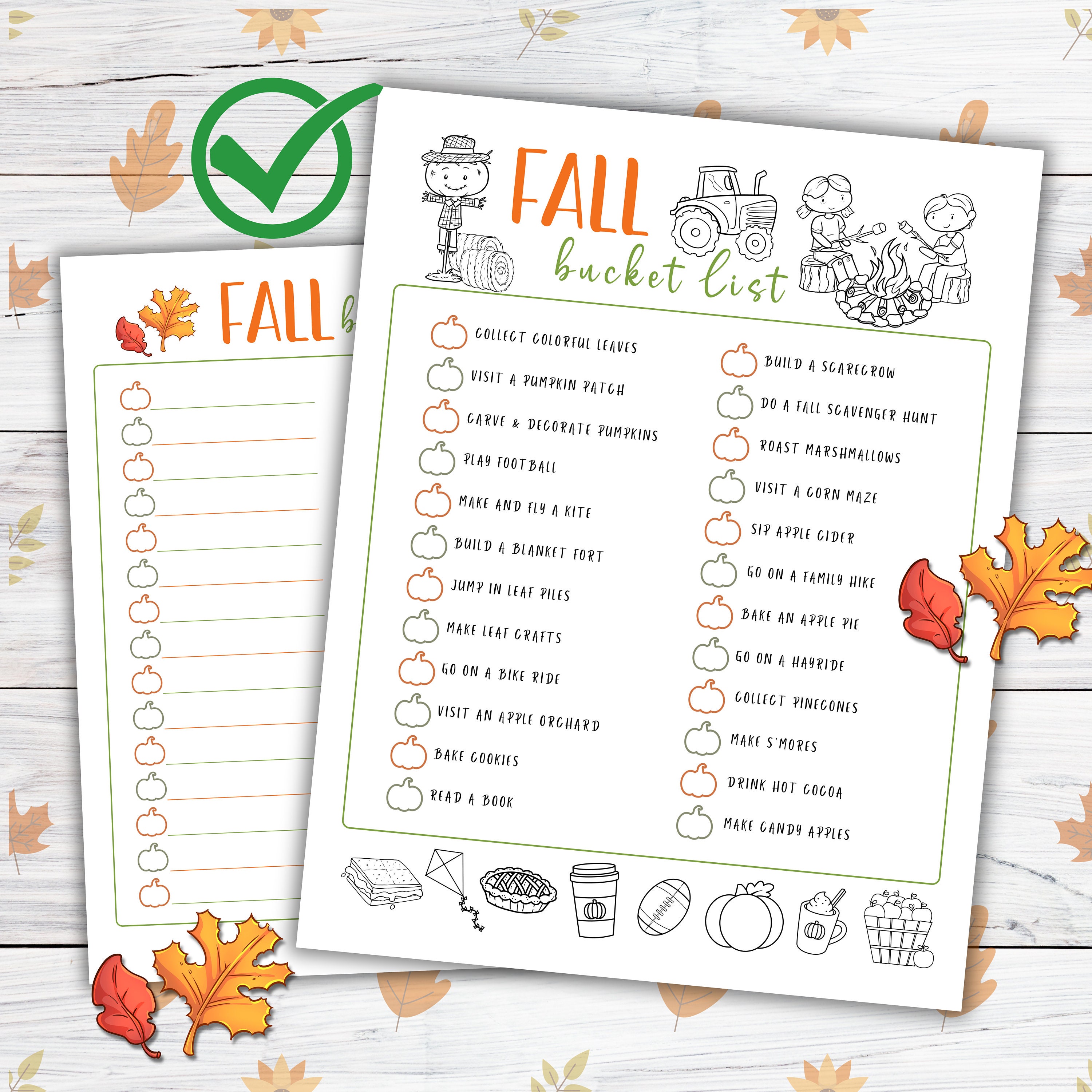 Fall Bucket List for Kids Coloring Page, Fall Printable Bucket List ...
