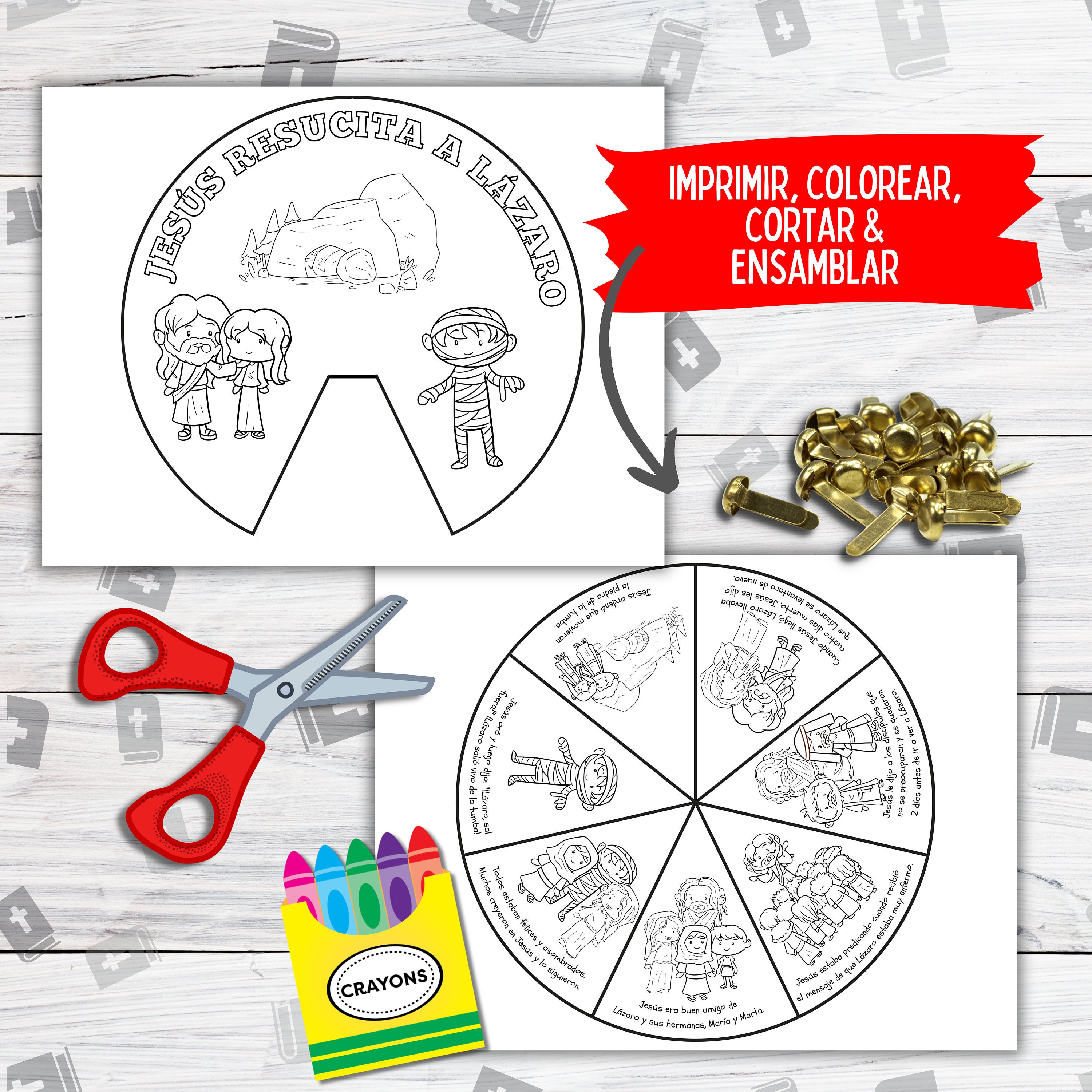 Jesús Resucita a Lázaro, Spanish Jesus Raises Lazarus Coloring Wheel ...