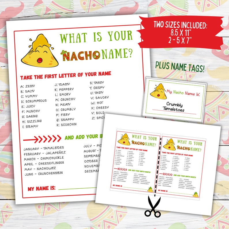 What's Your Nacho Name Game, Cinco De Mayo Weekend Party Games, Mexican ...