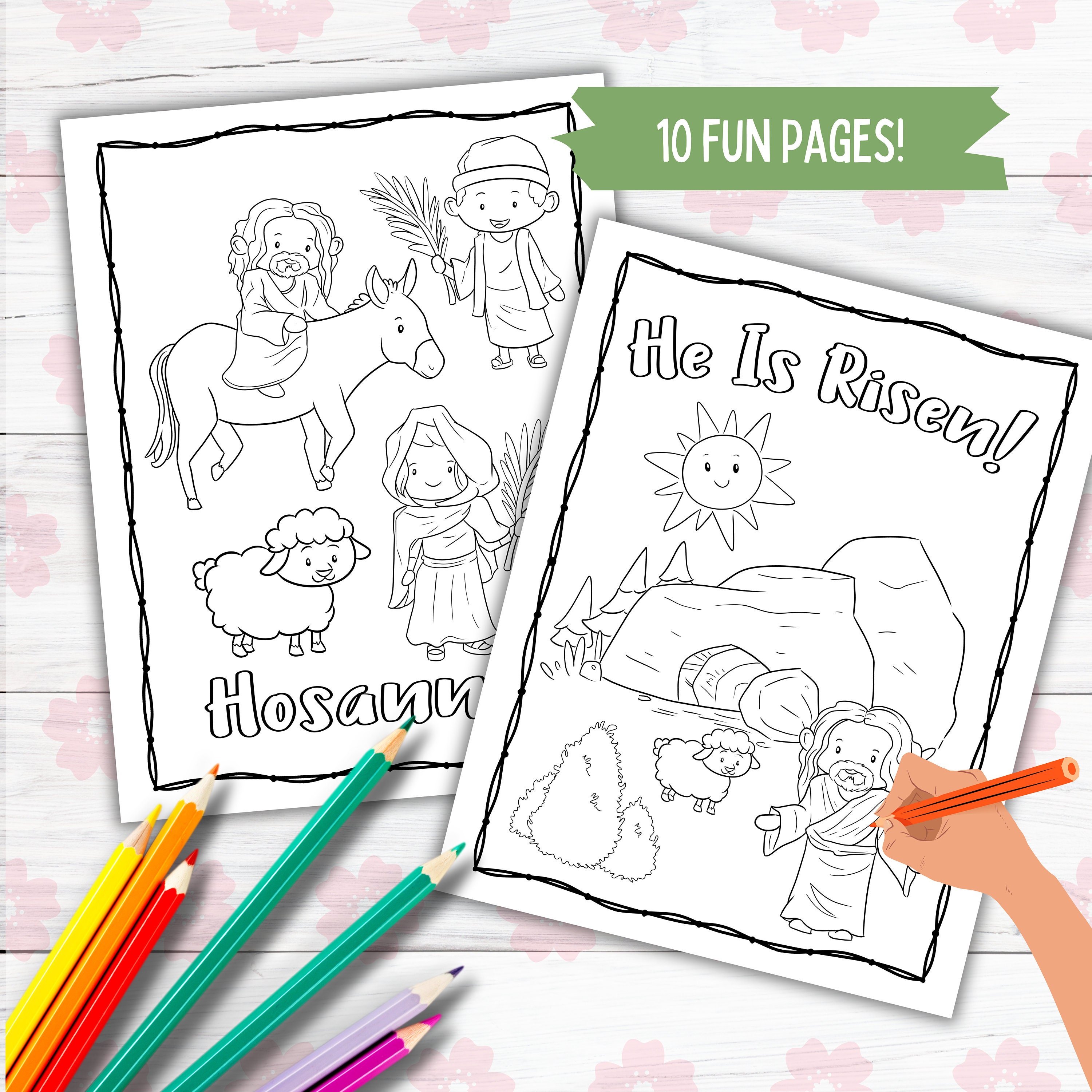 Christian Easter Story Coloring Pages for Kids Activity Book, Easter ...