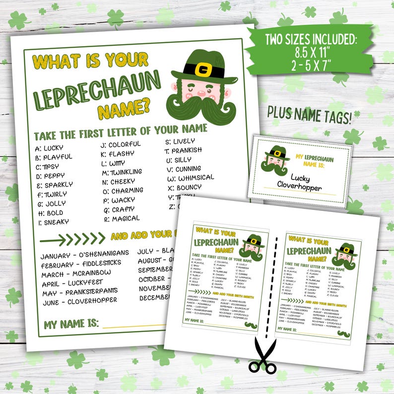 Leprechaun Name Game, St. Patrick's Day Printable Games, Funny St ...