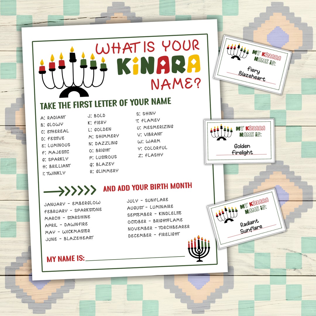 Kinara Name Game, Kwanzaa Printable Kinara Name Game, Kwanzaa Party ...