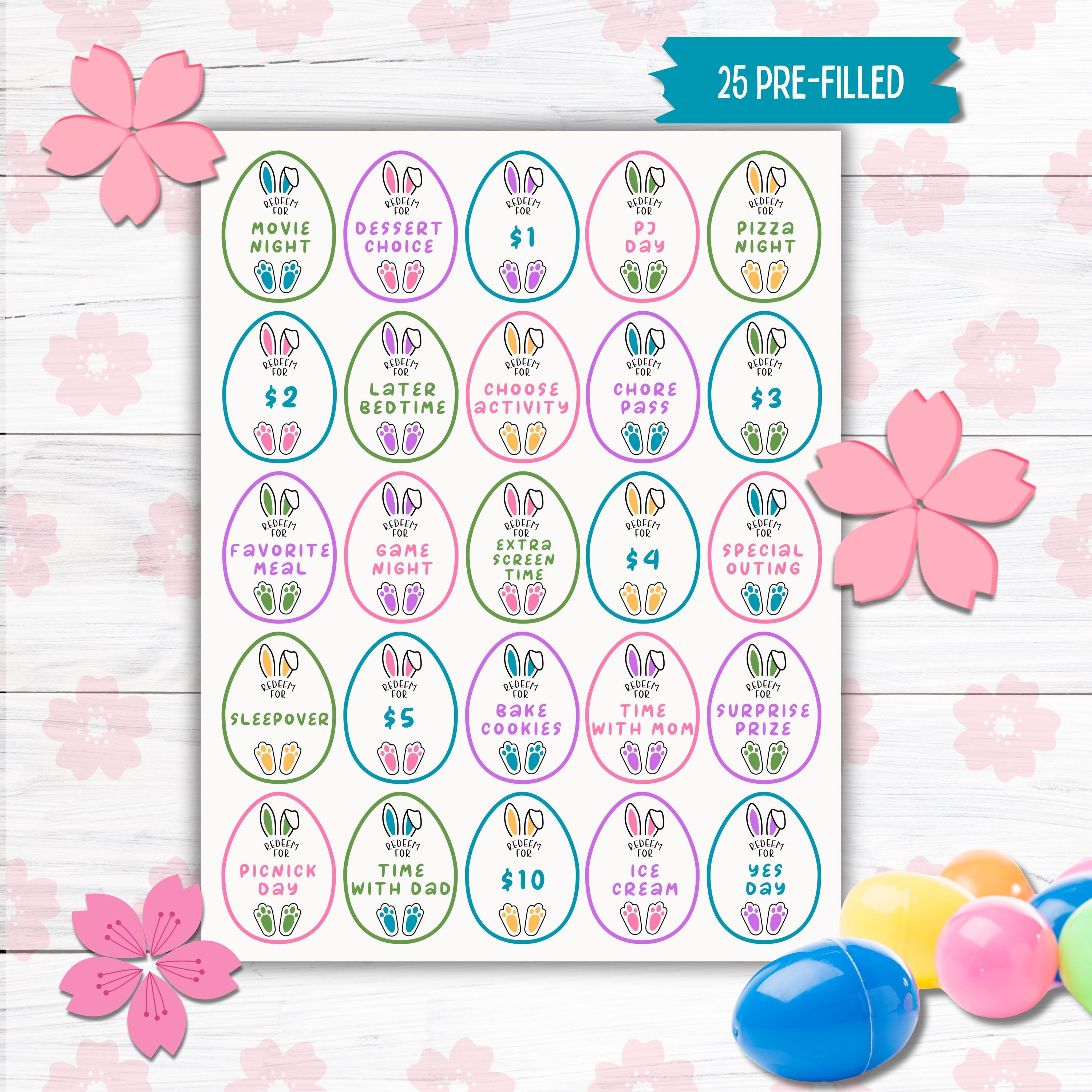 Easter Egg Tokens Printable, Easter Egg Fillers, Egg Hunt Coupons ...