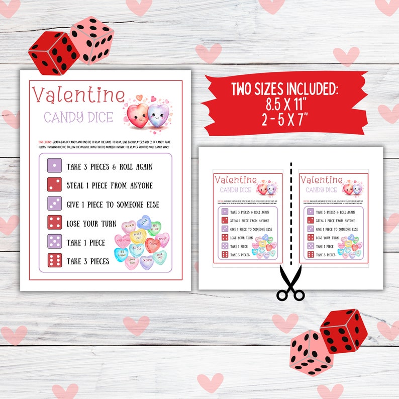 Kawaii Valentine Candy Dice Game, Valentines Day Icebreaker Group Game ...