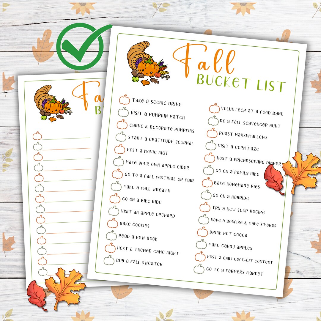 Fall Bucket List, Fall Printable Bucket List, Fall Family Bucket List ...