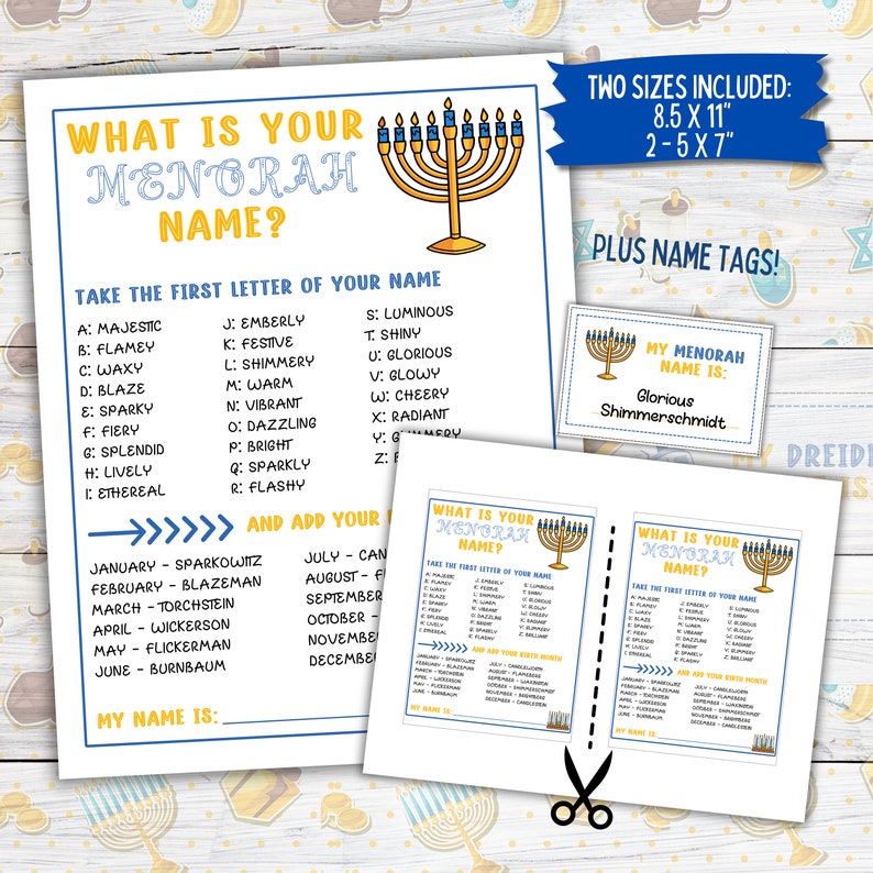 Hanukkah Menorah Name Game, Hanukkah Printable Menorah Name Game ...