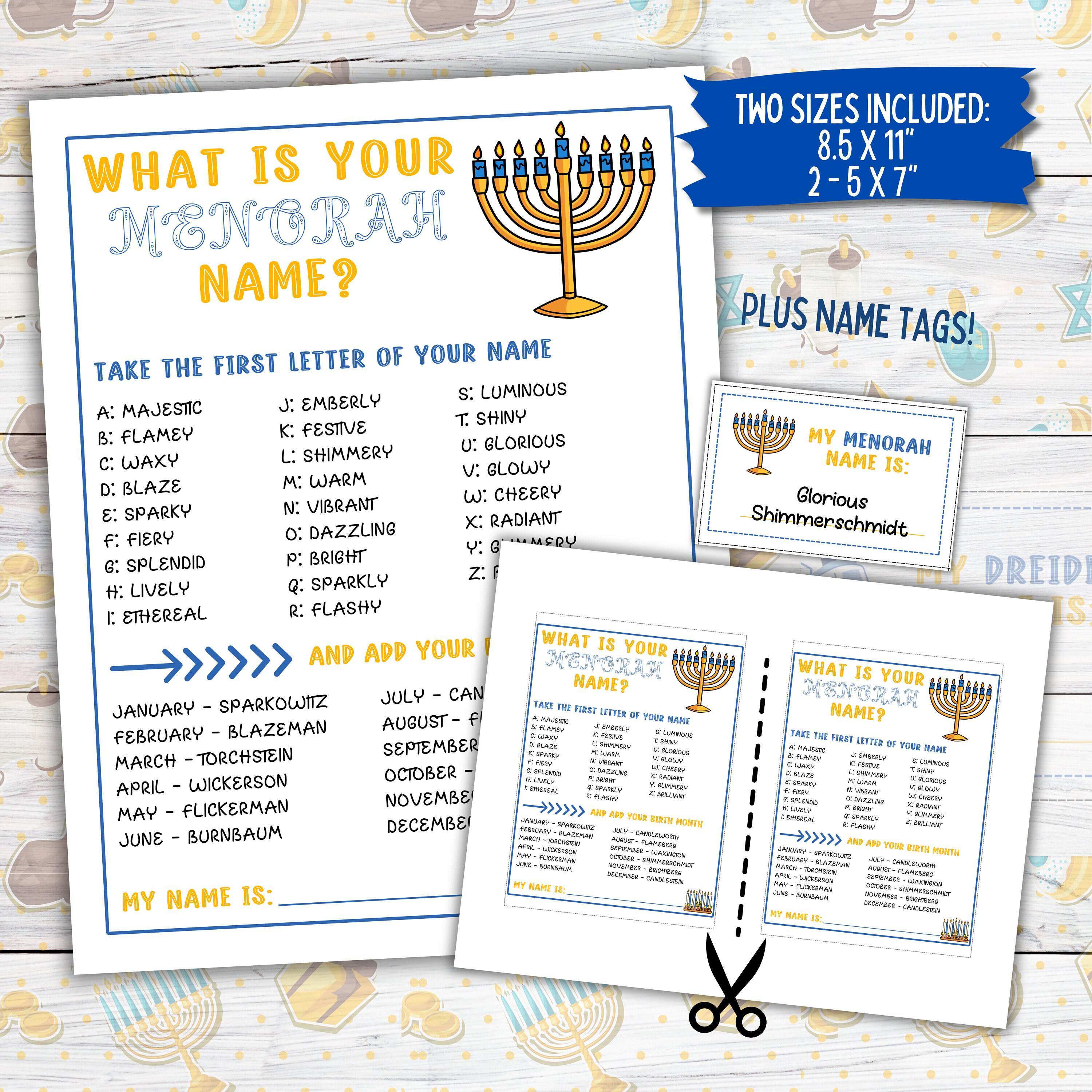 Hanukkah Menorah Name Game, Hanukkah Printable Menorah Name Game ...