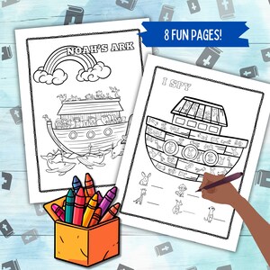 Noah's Ark Coloring Activity Page Bundle, Printable Childrens Bible ...