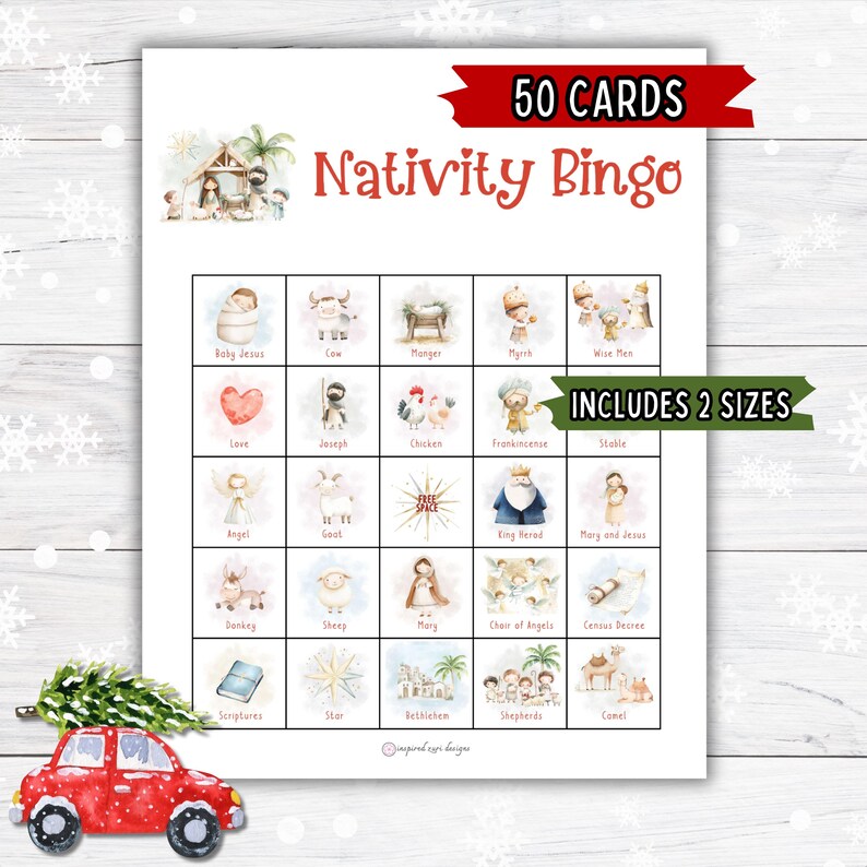 Nativity Bingo Game, Printable Nativity Christmas Bingo Party Games ...