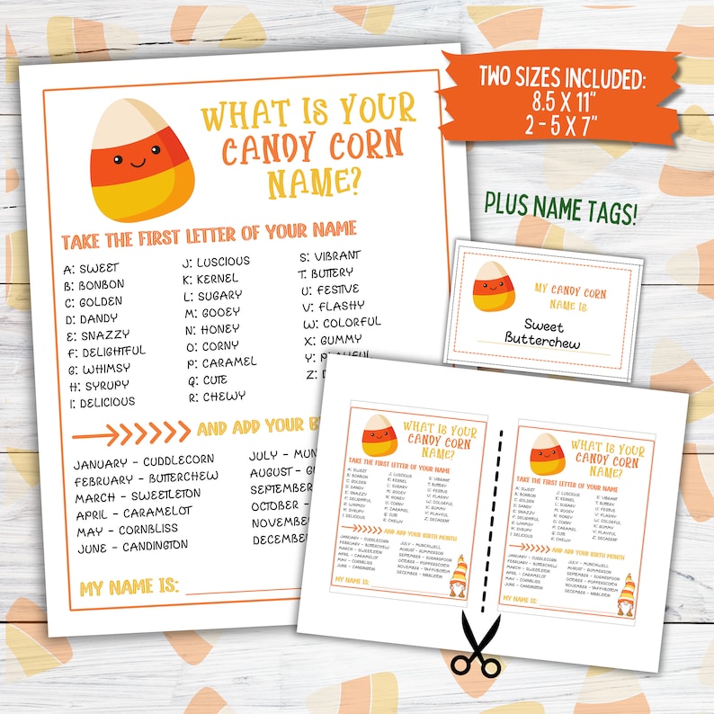 Candy Corn Name Game, Thanksgiving Fall Printable Games, Autumn Holiday ...